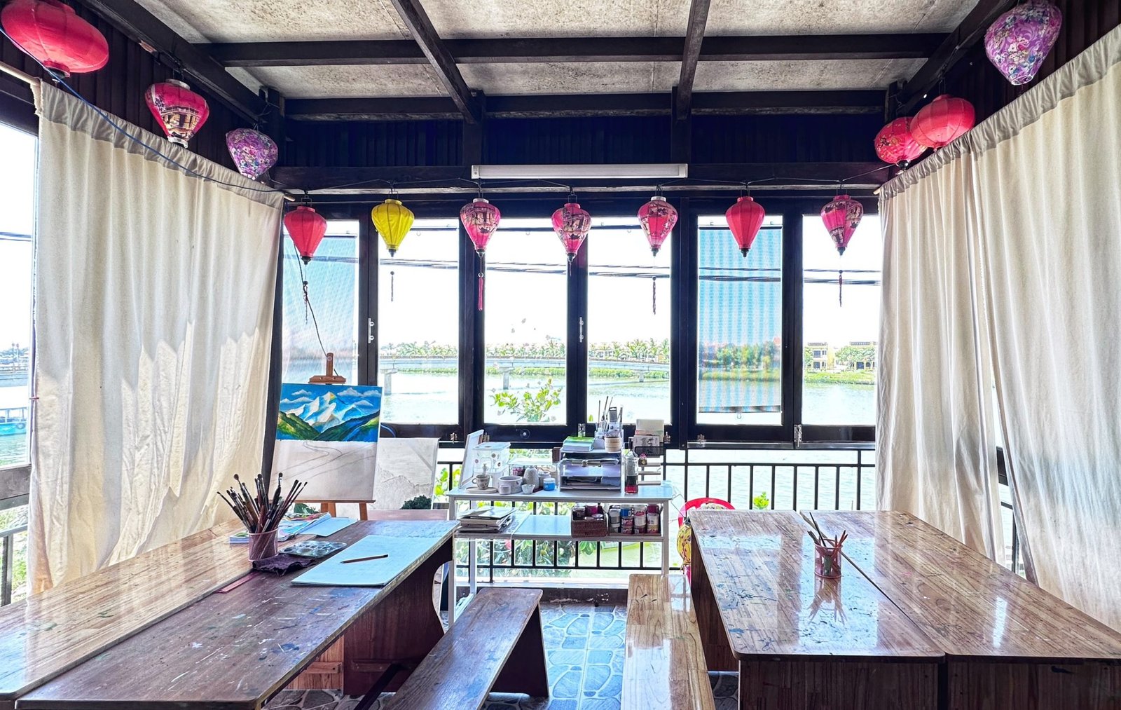 Lantern Making Class Hoi An - Hand Painting Workspace - Lantern ...